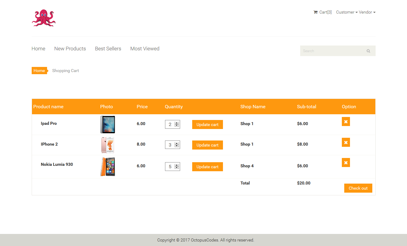 Octopuscodes Ecommerce Multi Vendor Shopping Cart By Octopuscodes